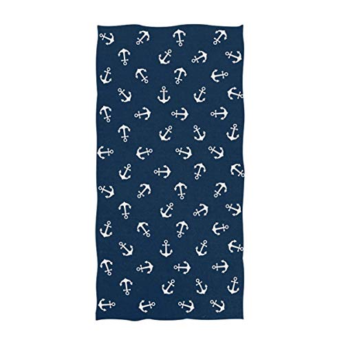 Naanle Nautical Themed Simple Anchors Pattern Soft Guest Hand Towels Multipurpose for Bathroom, Hotel, Gym and Spa (16" x 30",Navy Blue)