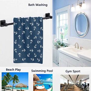 Naanle Nautical Themed Simple Anchors Pattern Soft Guest Hand Towels Multipurpose for Bathroom, Hotel, Gym and Spa (16" x 30",Navy Blue)