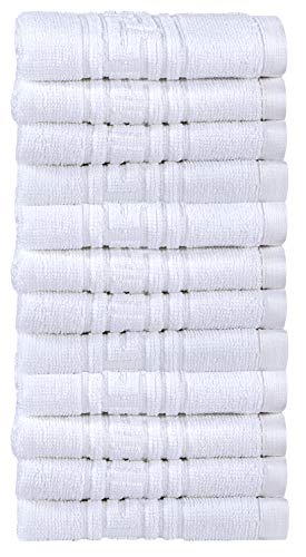 Quick Dry 100% Cotton Washcloth, Set of 12 - White