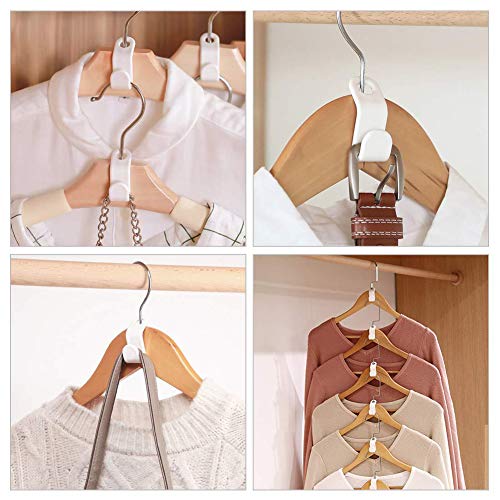 12 Pieces Clothes Hanger Hooks Cascading Clothes Hanger Hooks Multi-Function Cascading Clothes Hanger Hooks Plastics Hanger Extenders Cascading Hanger Hooks Storage Clothes Rack Hanger Hooks, White