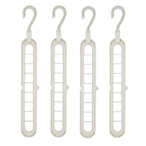 JQDZ Space Saving Hangers 9-Hole Magic Hanger Closet Organizer Hanger Home Storage Hangers(4 Pack) (White)