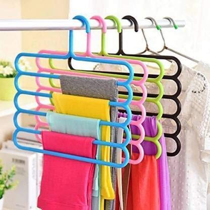 TARGET 5 Layer Plastic Hanger Closet Cupboard Clothes Accessory Organiser Wardrobe Space Saving Holder for Trousers Jeans, T-Shirt, Sarees, Suits, Kids Woolen Coat (5)