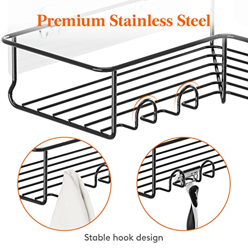 Lifewit Corner Shower Caddy, Rustproof Stainless Steel Shower Organizer, No Drilling Traceless Adhesive Shower Shelves For Bathroom & Kitchen Storage, 3-Pack Shower Shelf (Matte Black)