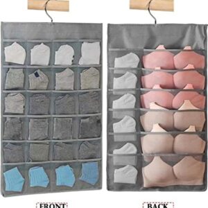 Askfairy 36 Pockets Closet Hanging Organizer with Double Sided Mesh Pockets for Underwear Panty Socks Storage Organizer Bag