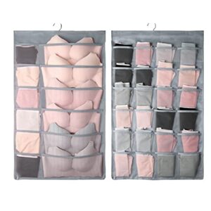 Askfairy 36 Pockets Closet Hanging Organizer with Double Sided Mesh Pockets for Underwear Panty Socks Storage Organizer Bag