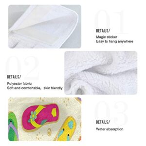 Nander Yellow Colorful Flip Flops 2 Pcs Kitchen Cotton Towel Absorbent Towel for Bathroom Laundry Room Hanging Towel,Machine Washable