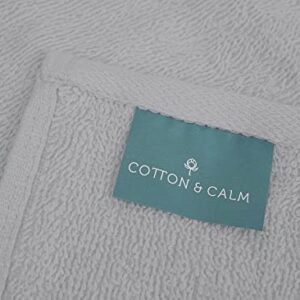 Cotton & Calm Exquisitely Fluffy 100% Cotton Wash Cloths Set - Luxurious 24 Pack Grey Washcloths - 12x12 Inches Face Towel - Super Soft and Absorbent for Face, Hand, Gym & Spa