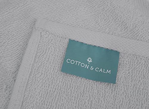 Cotton & Calm Exquisitely Fluffy 100% Cotton Wash Cloths Set - Luxurious 24 Pack Grey Washcloths - 12x12 Inches Face Towel - Super Soft and Absorbent for Face, Hand, Gym & Spa