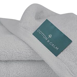 Cotton & Calm Exquisitely Fluffy 100% Cotton Wash Cloths Set - Luxurious 24 Pack Grey Washcloths - 12x12 Inches Face Towel - Super Soft and Absorbent for Face, Hand, Gym & Spa