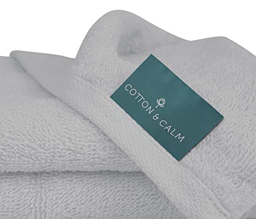 Cotton & Calm Exquisitely Fluffy 100% Cotton Wash Cloths Set - Luxurious 24 Pack Grey Washcloths - 12x12 Inches Face Towel - Super Soft and Absorbent for Face, Hand, Gym & Spa