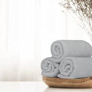 Cotton & Calm Exquisitely Fluffy 100% Cotton Wash Cloths Set - Luxurious 24 Pack Grey Washcloths - 12x12 Inches Face Towel - Super Soft and Absorbent for Face, Hand, Gym & Spa