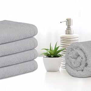 Cotton & Calm Exquisitely Fluffy 100% Cotton Wash Cloths Set - Luxurious 24 Pack Grey Washcloths - 12x12 Inches Face Towel - Super Soft and Absorbent for Face, Hand, Gym & Spa