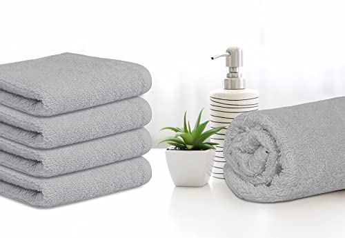 Cotton & Calm Exquisitely Fluffy 100% Cotton Wash Cloths Set - Luxurious 24 Pack Grey Washcloths - 12x12 Inches Face Towel - Super Soft and Absorbent for Face, Hand, Gym & Spa