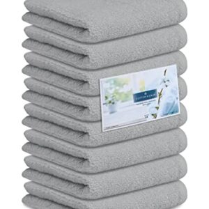 Cotton & Calm Exquisitely Fluffy 100% Cotton Wash Cloths Set - Luxurious 24 Pack Grey Washcloths - 12x12 Inches Face Towel - Super Soft and Absorbent for Face, Hand, Gym & Spa