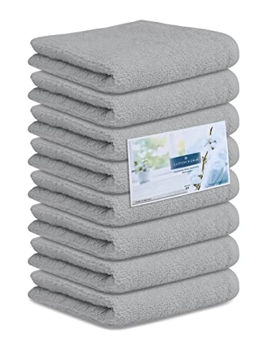 Cotton & Calm Exquisitely Fluffy 100% Cotton Wash Cloths Set - Luxurious 24 Pack Grey Washcloths - 12x12 Inches Face Towel - Super Soft and Absorbent for Face, Hand, Gym & Spa