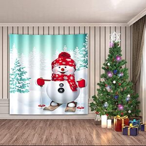 NEWSUYAA 4PCS Christmas Bathroom Decorations Sets Shower Curtain Toilet Seat Cover Rugs Sets Xmas Santa Claus Pine Tree Snowman Gnome Bathtub Decor (A3)