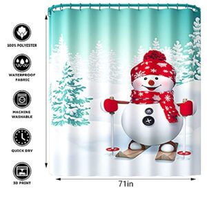 NEWSUYAA 4PCS Christmas Bathroom Decorations Sets Shower Curtain Toilet Seat Cover Rugs Sets Xmas Santa Claus Pine Tree Snowman Gnome Bathtub Decor (A3)