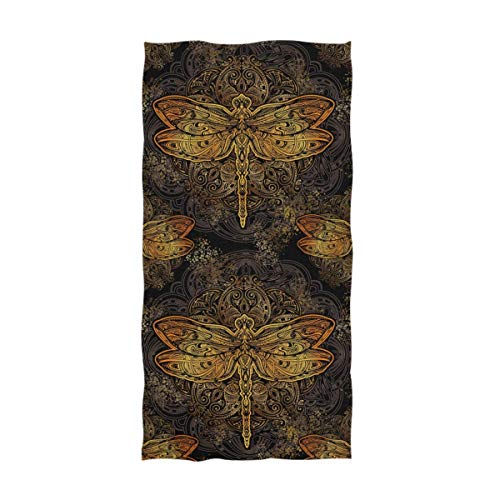 Naanle Stylized Dragonfly Mandala Pattern Soft Highly Absorbent Large Decorative Guest Hand Towels Multipurpose for Bathroom, Hotel, Gym and Spa (16 x 30 Inches)