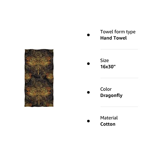 Naanle Stylized Dragonfly Mandala Pattern Soft Highly Absorbent Large Decorative Guest Hand Towels Multipurpose for Bathroom, Hotel, Gym and Spa (16 x 30 Inches)