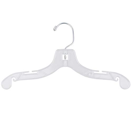 NAHANCO 412 Clear Plastic Children's Dress Hangers, Swivel Metal Hook and Notches for Straps, Super Heavy Weight, 12" - (Pack of 100)