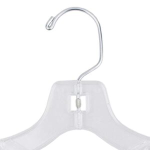 NAHANCO 412 Clear Plastic Children's Dress Hangers, Swivel Metal Hook and Notches for Straps, Super Heavy Weight, 12" - (Pack of 100)