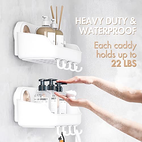 TAILI Suction Cup Towel Bar & Shower Caddy 2 Pack Bathroom Oragnizer Shelves for Shower, Removable Drill-Free Plastic Bathroom Accessories