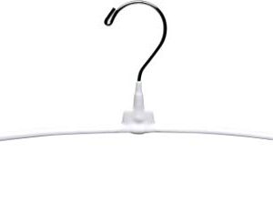 White Rubber Coated Thin Metal Hanger, Box of 25 Slim & Space Saving Arched Top Hangers w/ Vinyl Non-Slip Coating & Chrome Hook, by The Great American Hanger Company