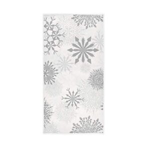 christmas hand towels gray silver snowflakes bathroom towel highly absorbent soft small bath towel decorative guest breathable fingertip towel for face gym spa 30 x 15 inch