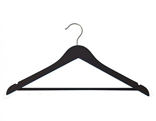 NAHANCO 20219WB Wooden Suit Hanger, 19", Low Gloss Black with Brushed Chrome Hardware (Pack of 100)