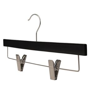 nahanco sl70214rc20 14" slim line space saving wooden skirt hanger with padded clips (pack of 20), black