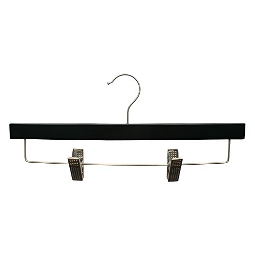 NAHANCO SL70214RC20 14" Slim Line Space Saving Wooden Skirt Hanger with Padded Clips (Pack of 20), Black