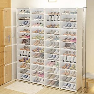 kinhall shoe rack organizer, wardrobe 12-layer shoe rack organizer, shoe tower shelf organizer with cover closet, diy freestanding shoe rack cube storage cabinet entrance bedroom corridor (4*12 white)