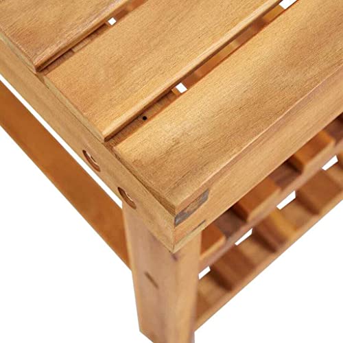 CustomDr Shoe Rack 27.5"x12.5"x18.1" Solid Acacia Wood LTMS Shoe rack Shoe organizer Shoe storage Shelf organizer Shoe organizer for closet Shoe rack organizer Shoe rack for entryway Shoe cabinet