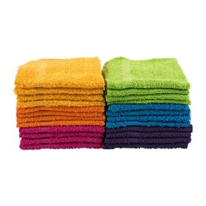 contemporary home living set of 24 assorted bright colored premium washcloths, 12"