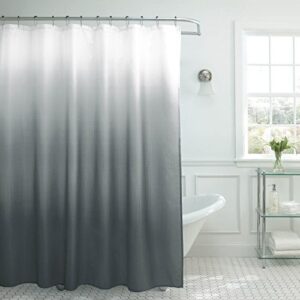 creative home ideas waffle shower curtain set, 70" x 72", dark grey ombre