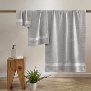 pendleton – los lunas tonal towels – soft cotton terry wash towel – plush turkish cotton washcloth for bathroom – absorbent – light gray – 13” x 13”