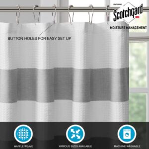 Madison Park Spa Waffle Shower Curtain Pieced Fabric with 3M Scotchgard Moisture Management Modern Home Bathroom Decorations, Standard 72"x72", Grey