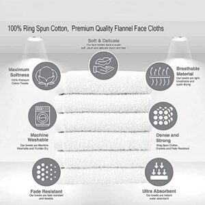 S.G Cotton Washcloths 12” x 12” (12 Pack) Premium Fingertip Towels Highly Absorbent Facial Towels for Bathroom 100% Ring Spun Cotton Wash Cloth Set Multiuse (White 12PK (12"x12")