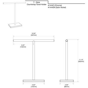 Gatco 1444C, Modern Rectangle Base Freestanding Countertop Towel Holder, Chrome