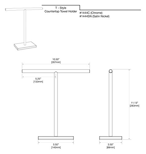 Gatco 1444C, Modern Rectangle Base Freestanding Countertop Towel Holder, Chrome