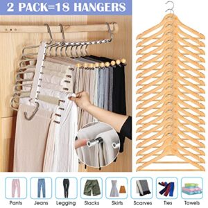 2 Pack Pants Hangers Space Saving + 24 Pack Hangers Space Saving Closet Organizers and Storage for Wardrobe Apartment College Dorm Room Essentials