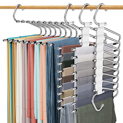 2 Pack Pants Hangers Space Saving + 24 Pack Hangers Space Saving Closet Organizers and Storage for Wardrobe Apartment College Dorm Room Essentials