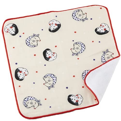 Japanese Towel Handkerchief ( JAPANORAMA ) / Made in Japan, 100% Cotton, Washcloth, Face Towel, Soft Towel, Absorbent, Fluffy, Baby Washcloth, Men's, Women's, Kids (Okame & Hyottoko)