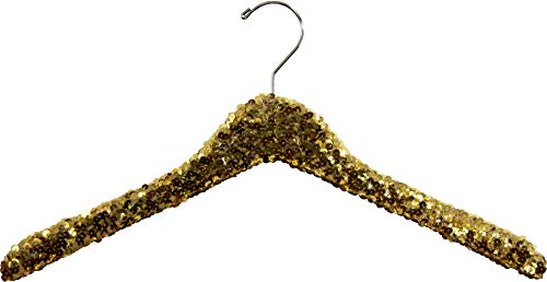 The Great American Hanger Company Gold Sequined Wooden Display Hanger, Box of 3