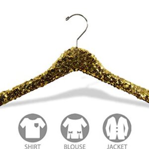 The Great American Hanger Company Gold Sequined Wooden Display Hanger, Box of 3