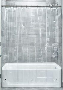 idesign waterproof peva plastic shower curtain liner for use alone or with fabric curtain, 72” x 72”, clear