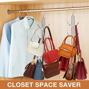 2Pack Purse Organizer for Closet Purse Hanger, Metal Bag Hanger Purse Hanger Closet, Closet Purse Organizer Men's Ties, Women's Shawls, Backpacks, Belts, Accessories, Clothes (Silver)