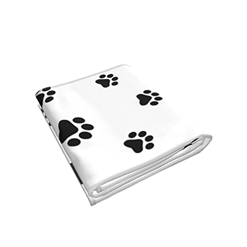 QICENIT Dogs Paw Printed Black White Hand Towel Super Soft Plush Highly Absorbent for Bathroom 15.7x27.5In