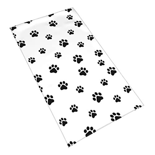 QICENIT Dogs Paw Printed Black White Hand Towel Super Soft Plush Highly Absorbent for Bathroom 15.7x27.5In