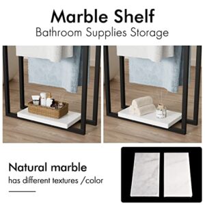 KES Standing Towel Rack with Heavy Marble Base, 38" H Towel Racks for Bathroom 2-Tier, Blanket Rack for Bathroom Floor, Matte Black, BTH501-BK